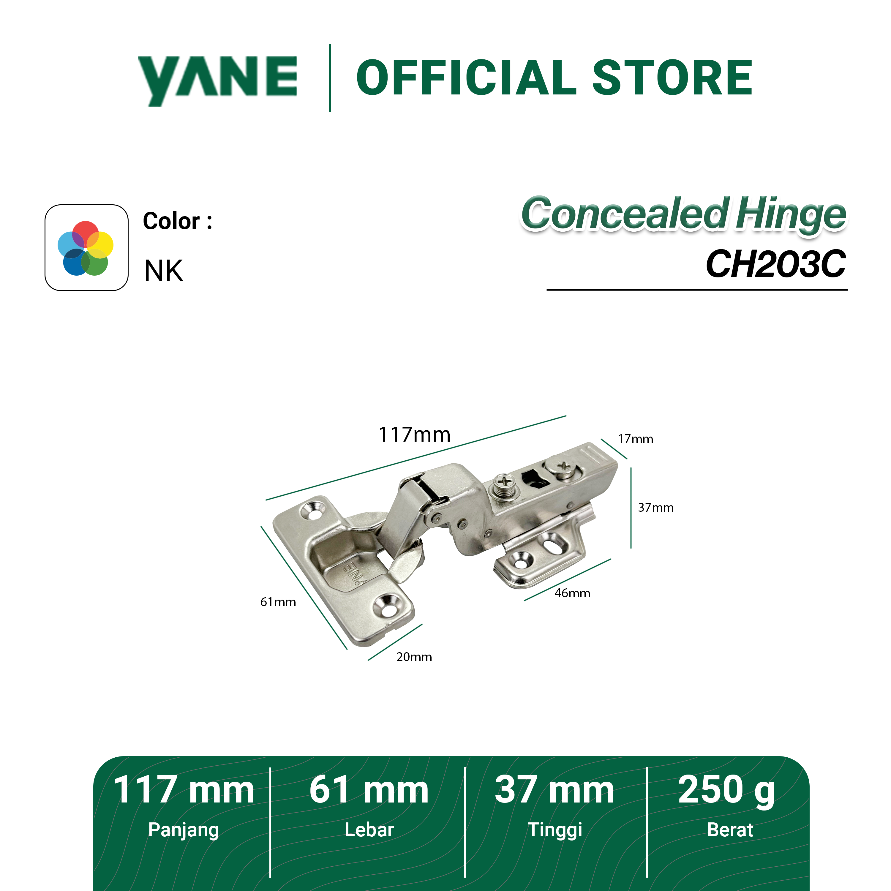 Concealed Hinge with Mounting Plate CH203C Hydrolic Clip On Shifting Cr ...